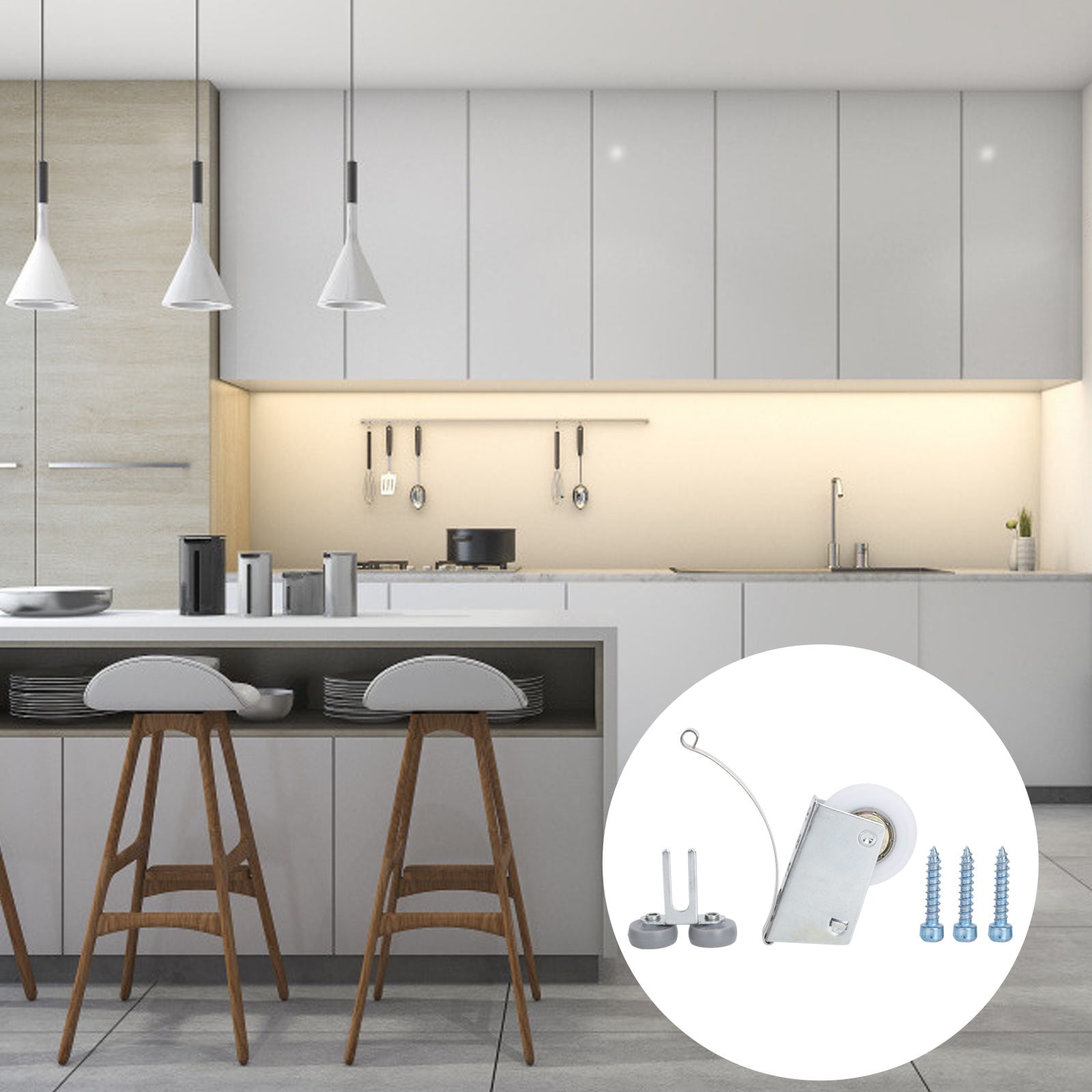 HEMOTON 4 Sets Pulley Bearing Furniture Door Roller Tile-safe Casters ...