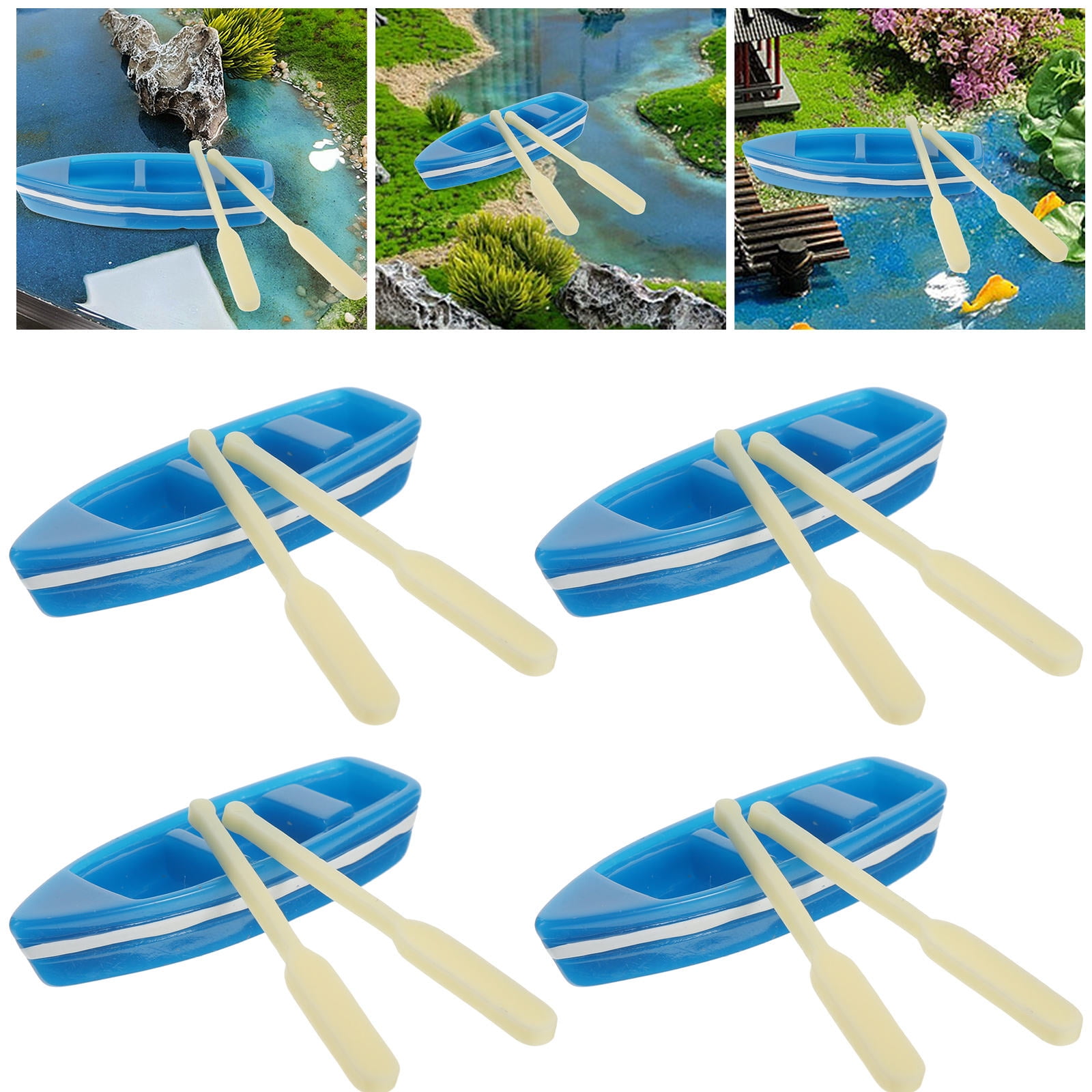 HEMOTON 4 Sets Rustic Decor Potted Plants Resin Boats Nautical Sailboat ...