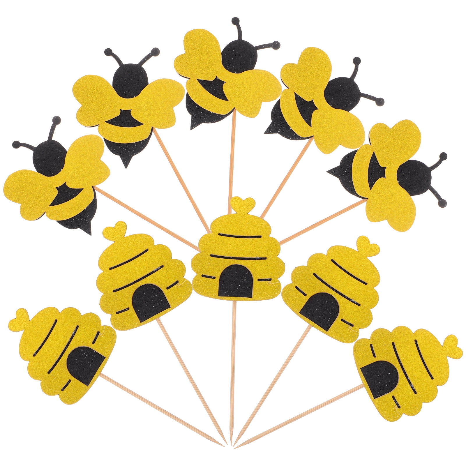 DEEPCRAFF Birthday Cake Toppers Bamboo 40Pcs Honeycomb Shape Food Picks ...