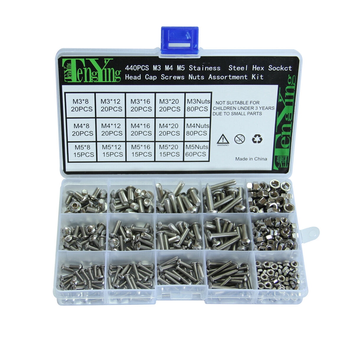 HEMOTON 440-Piece Screw Set with Anti-Rust Screws and Nuts in Various ...