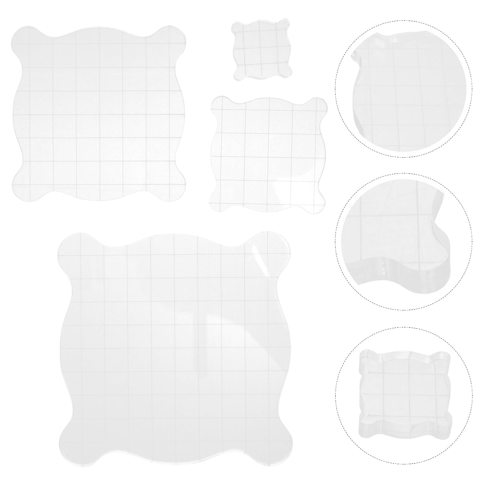 HEMOTON 4Pcs Transparent Acrylic Stamp Block Multi-Function Stamp Block ...