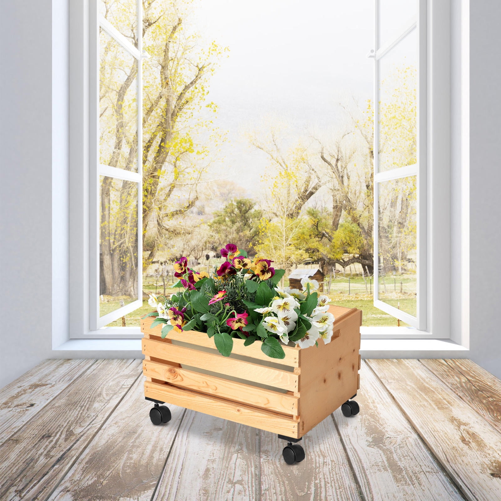 HEMOTON 4pcs Planter Box Brackets Wheels Multi-Functional Garden ...