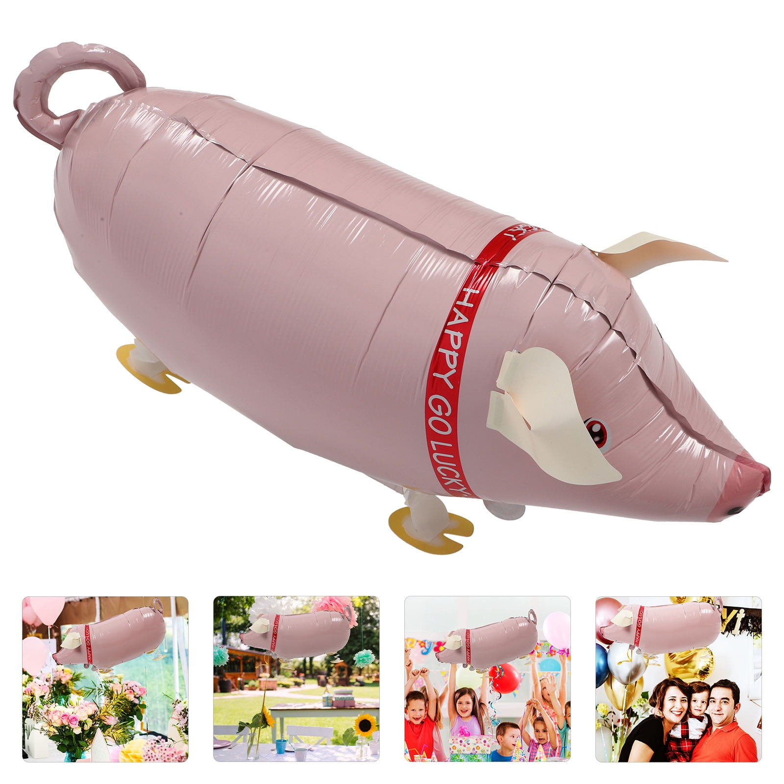 HEMOTON 5Pcs Pink Inflatable Pig Balloon Toys for Kids Birthday Party Games Inflatable Balloon ...