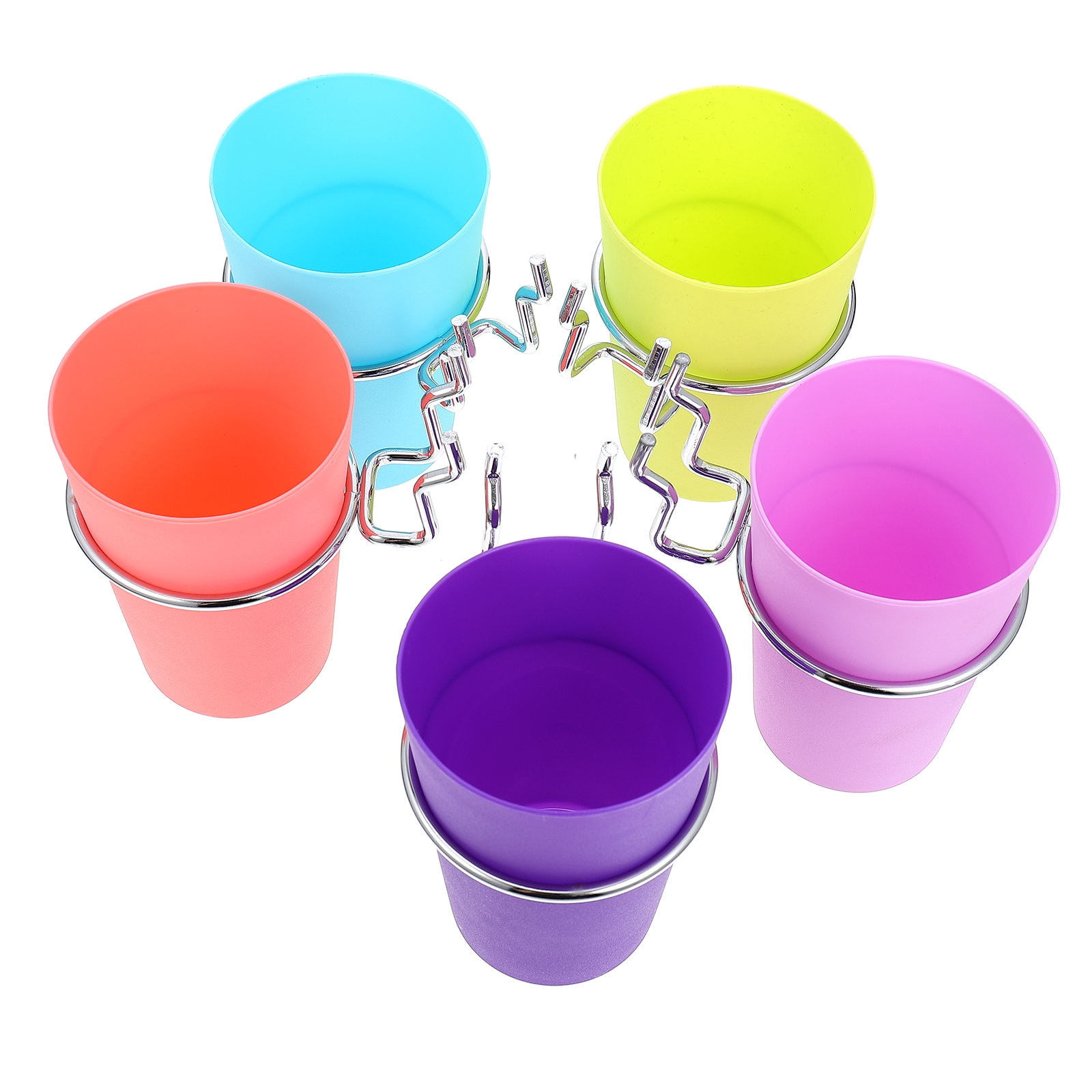 HEMOTON 5 Sets Storage Pegboard Cup Holder 圆形挂钩杯架 Cup and Rack Set ...