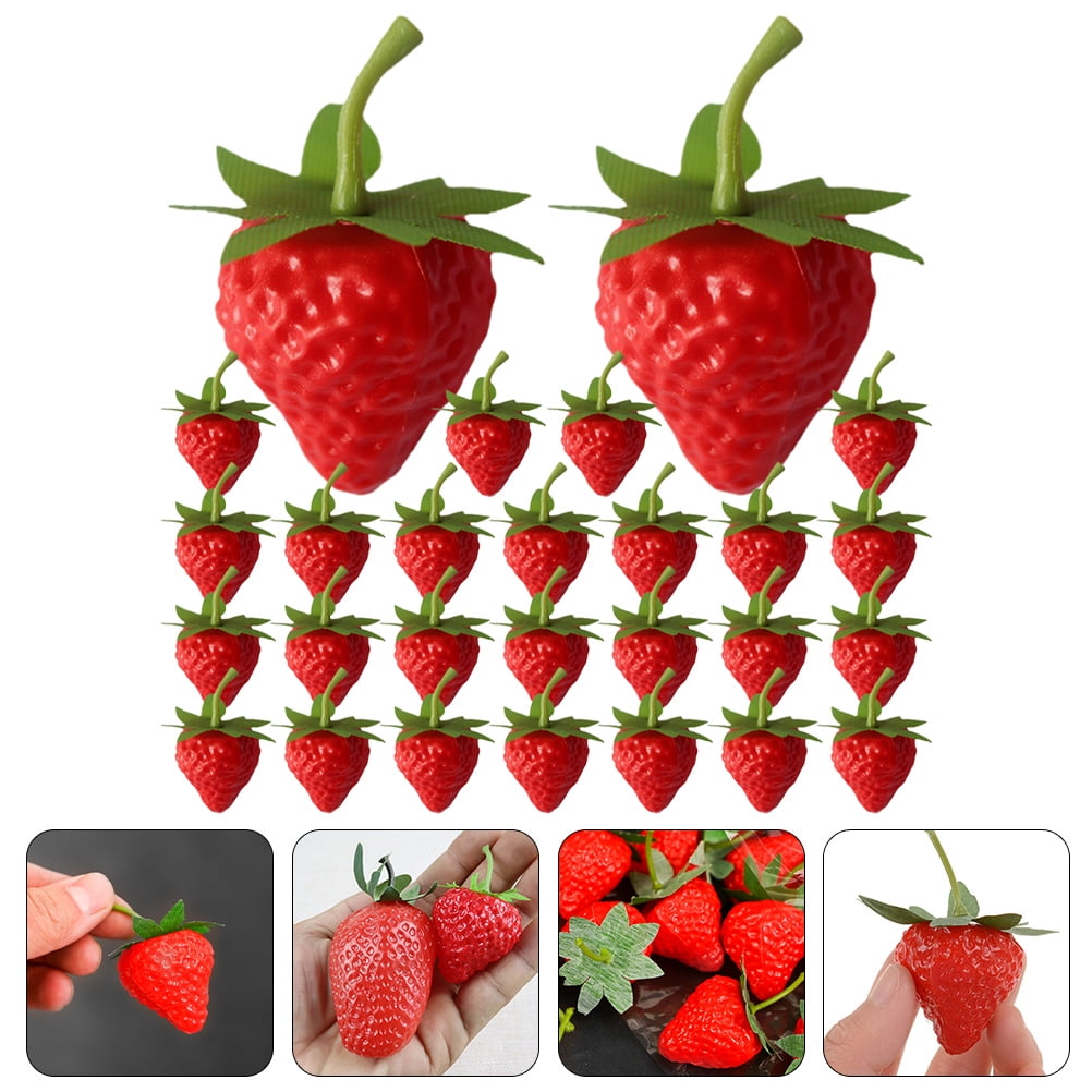 HEMOTON 50 Pcs Bulk Strawberry Vegetable Model Fruit Plate Decor Child ...