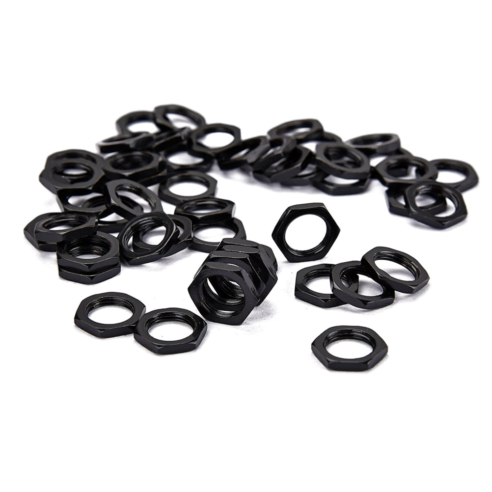 HEMOTON 50 Pcs Guitar Jack Nut Instrument Nut 1.20X1.20X0.20CM Black ...