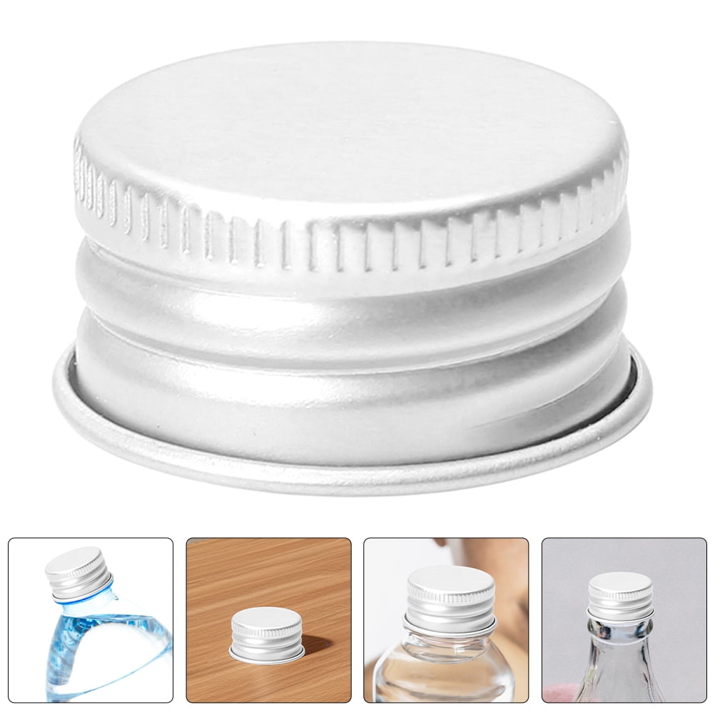 HEMOTON 50 Pcs Transparent Bottle Aluminum Cap Threaded Caps for ...