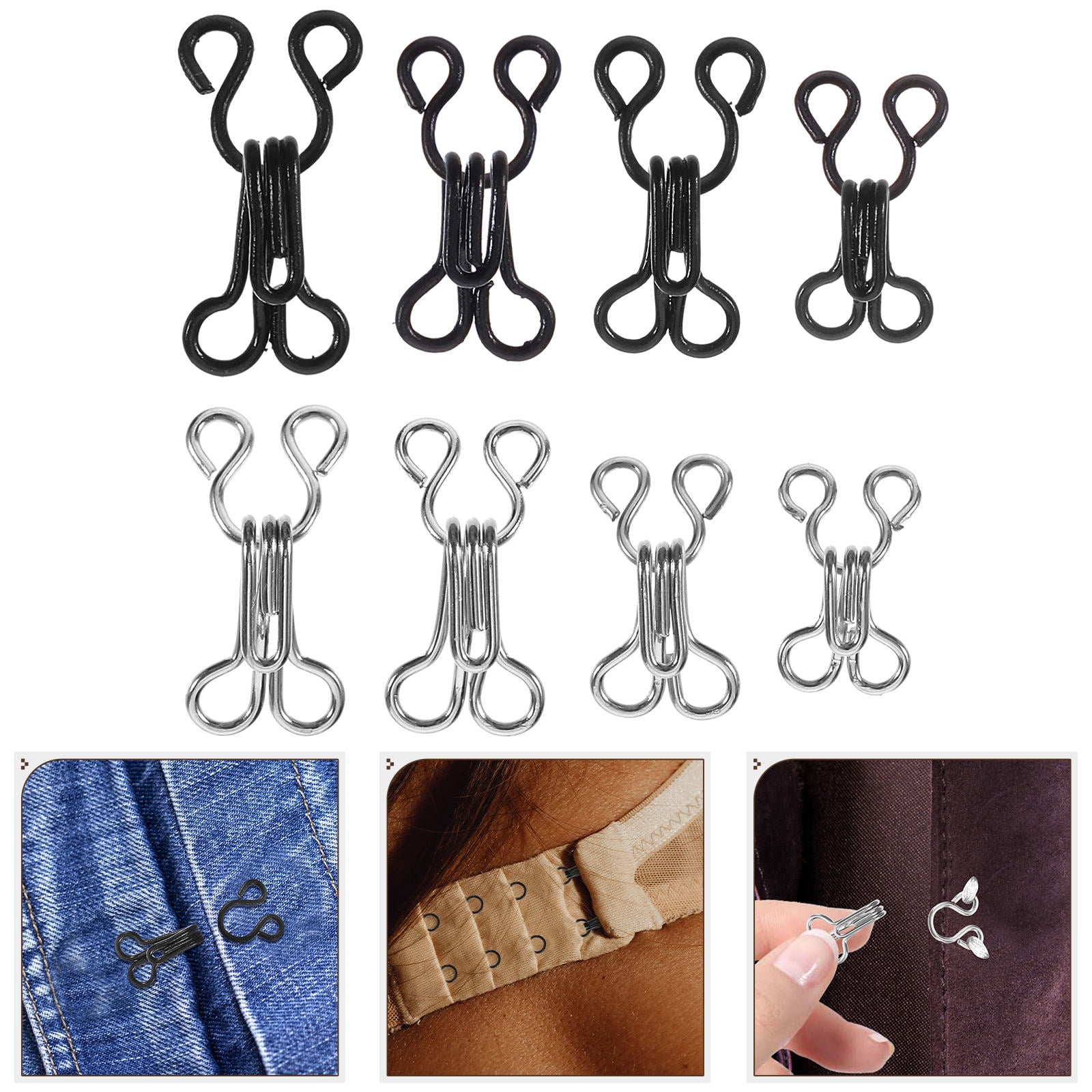 HEMOTON 50 Pcs Underwear Button Sewing Hooks and Eye Trousers Closure ...
