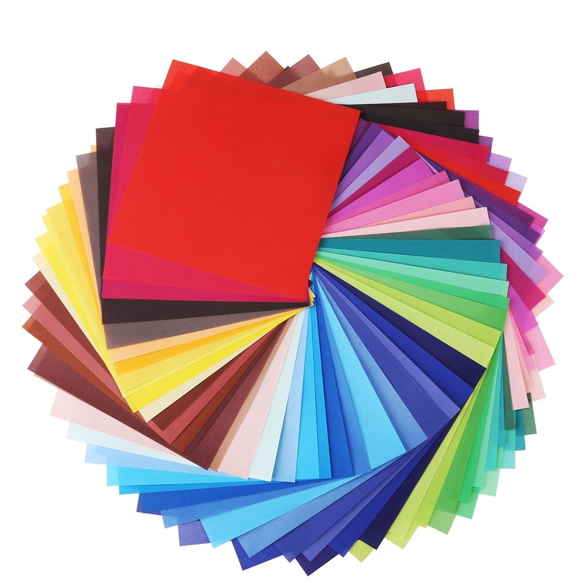 HEMOTON 50 Sheets Vivid Colors Single Sided Origami Paper Square Sheet ...