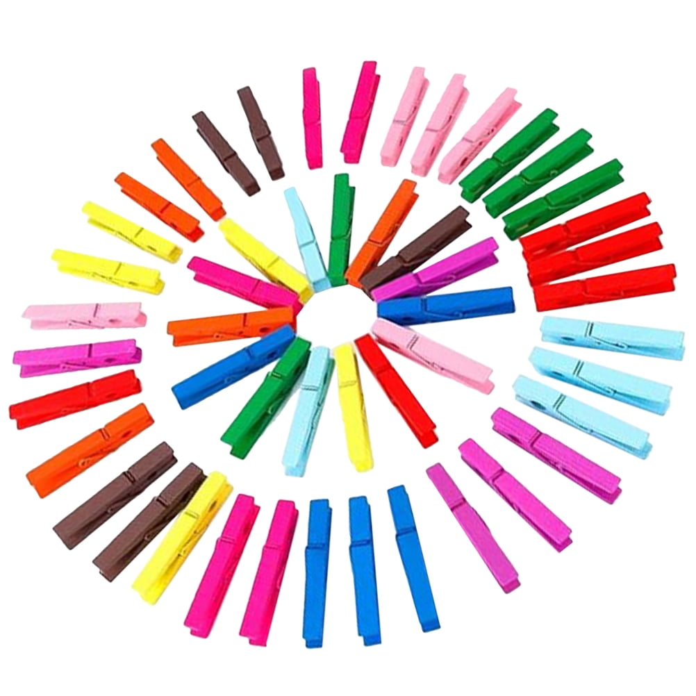 HEMOTON 50 pcs Colorful Wooden Clothespins Clips for Crafting and ...