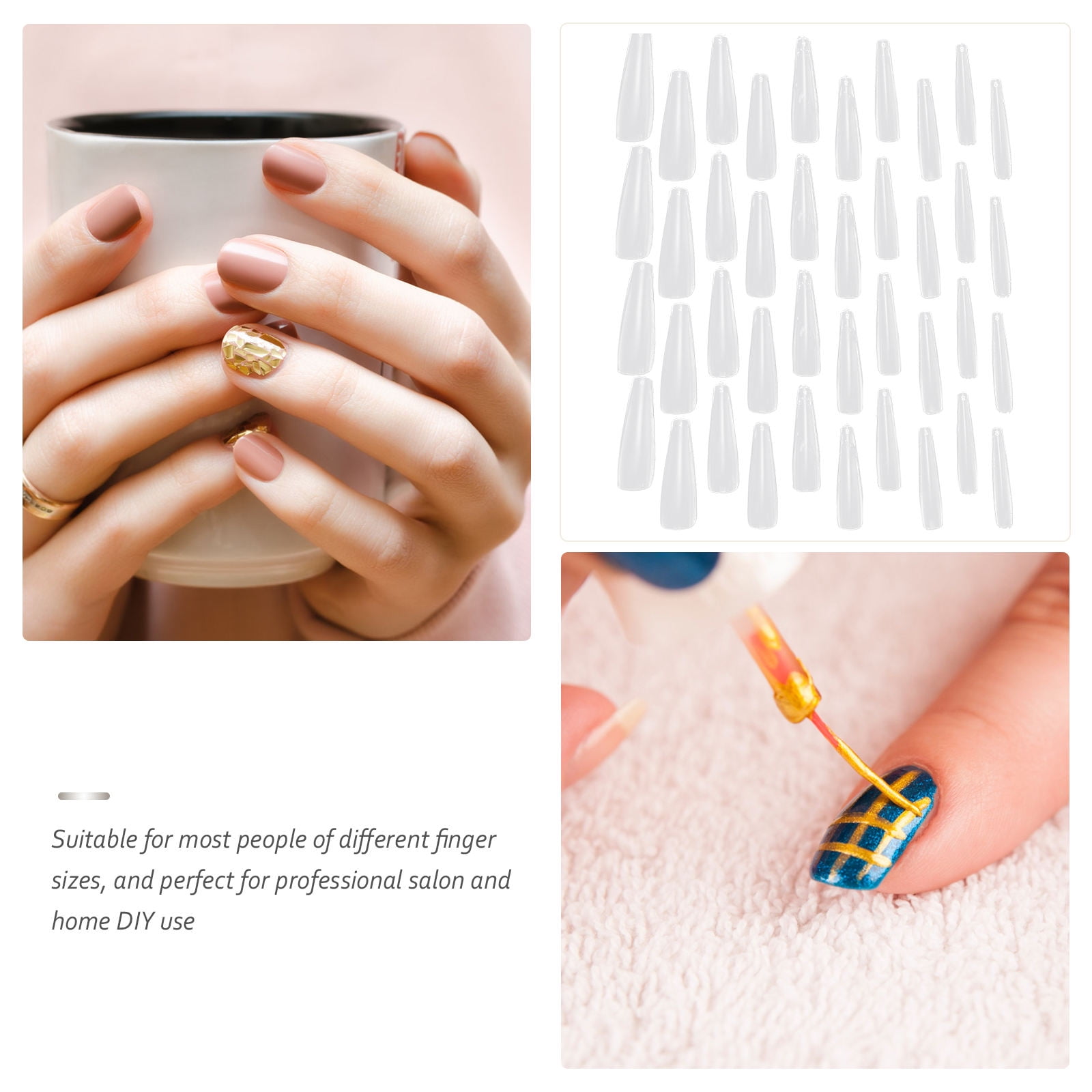 HEMOTON 500 Pieces Trapezoidal False Nails Nail Stickers for Nail Art ...