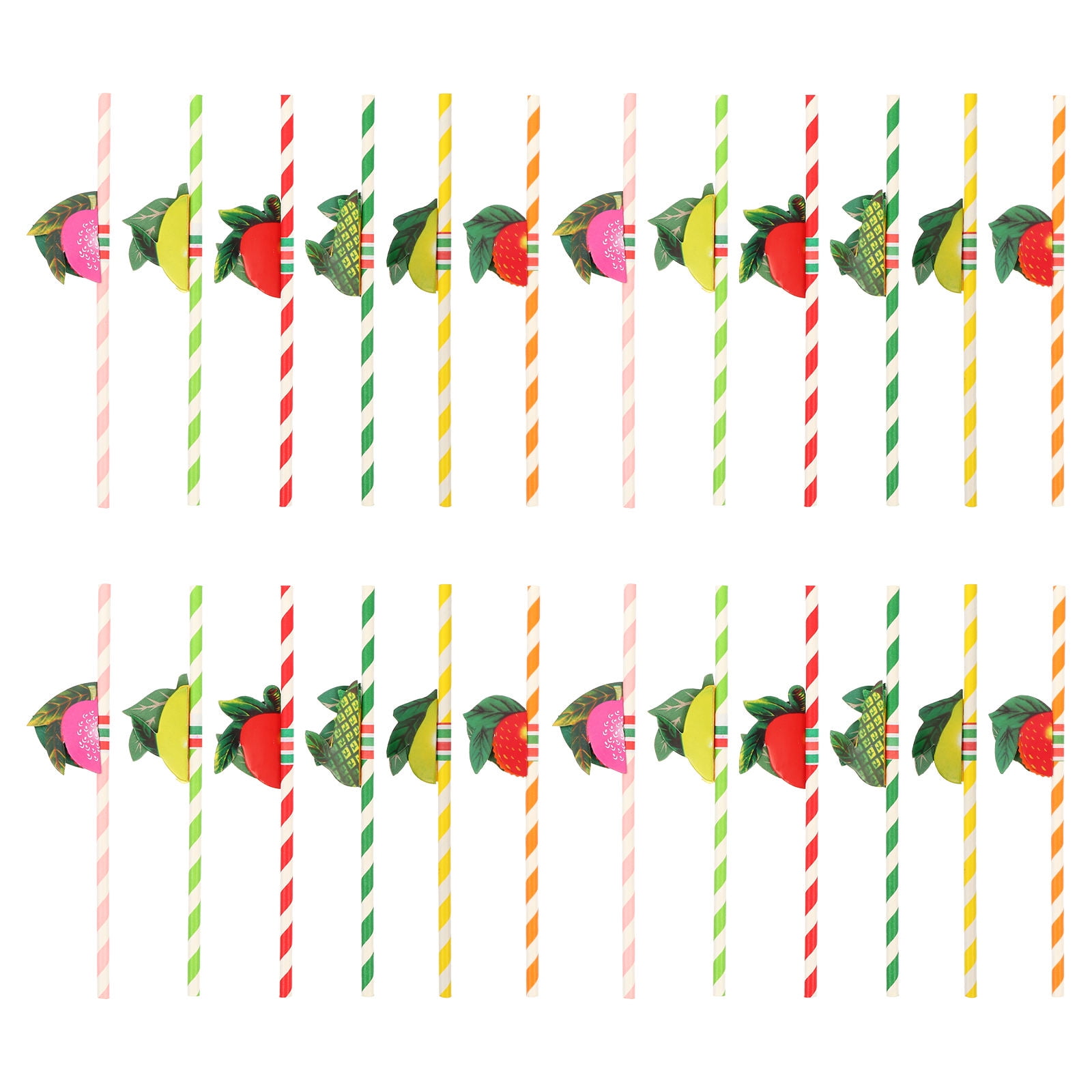 HEMOTON 50pcs Assorted Color Fruit Shape Paper Straws for Hawaii Theme ...