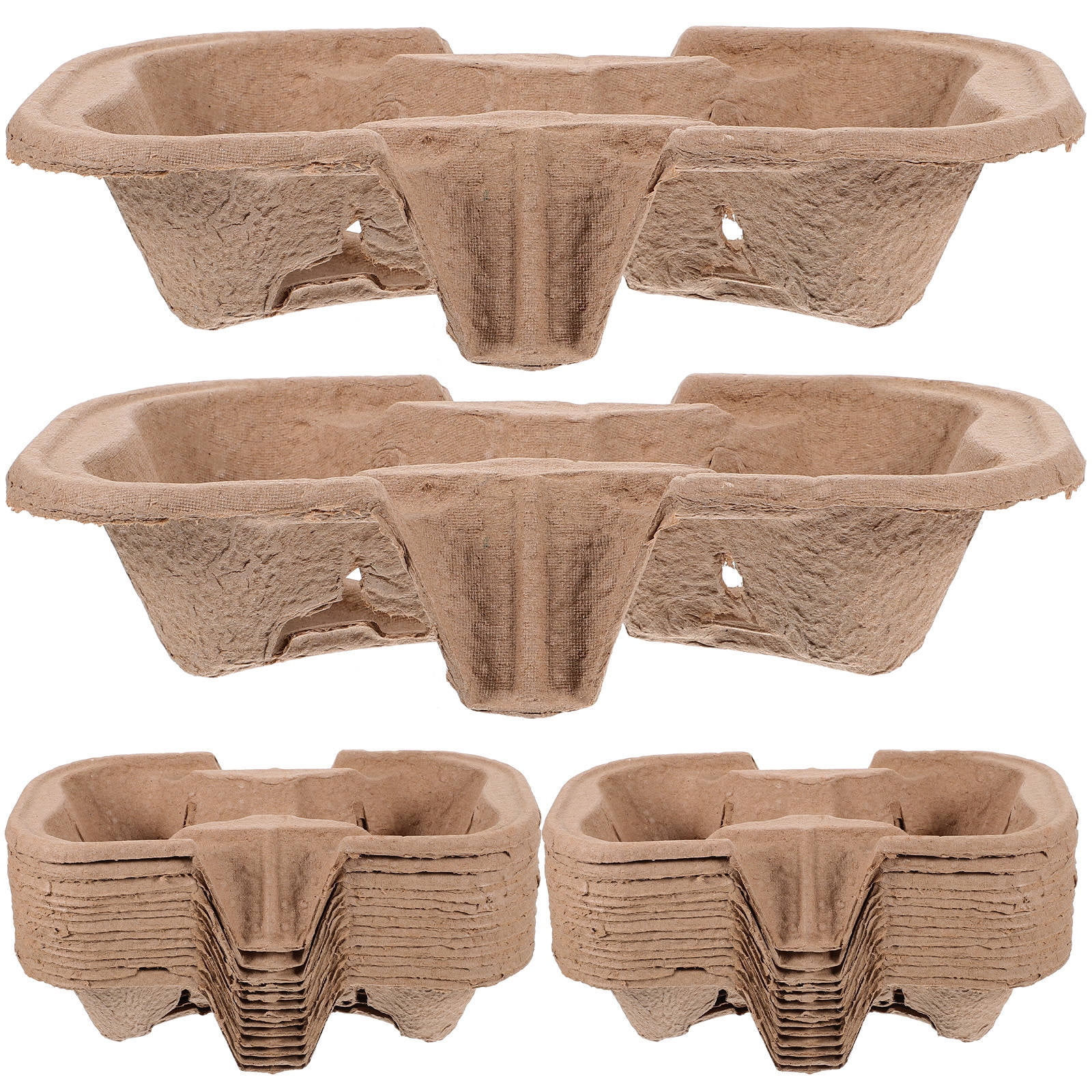 HEMOTON 50pcs Coffee Cup Carrier Tray Paper Drink Carrier 2 Cups Holder ...