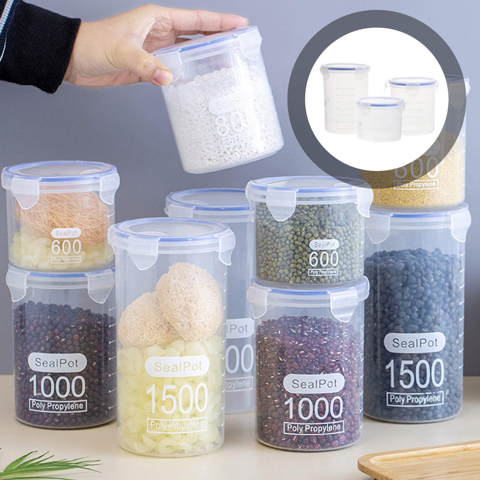 HEMOTON 6 Pcs Airtight Storage Tank Container Containers for Grain Jar ...