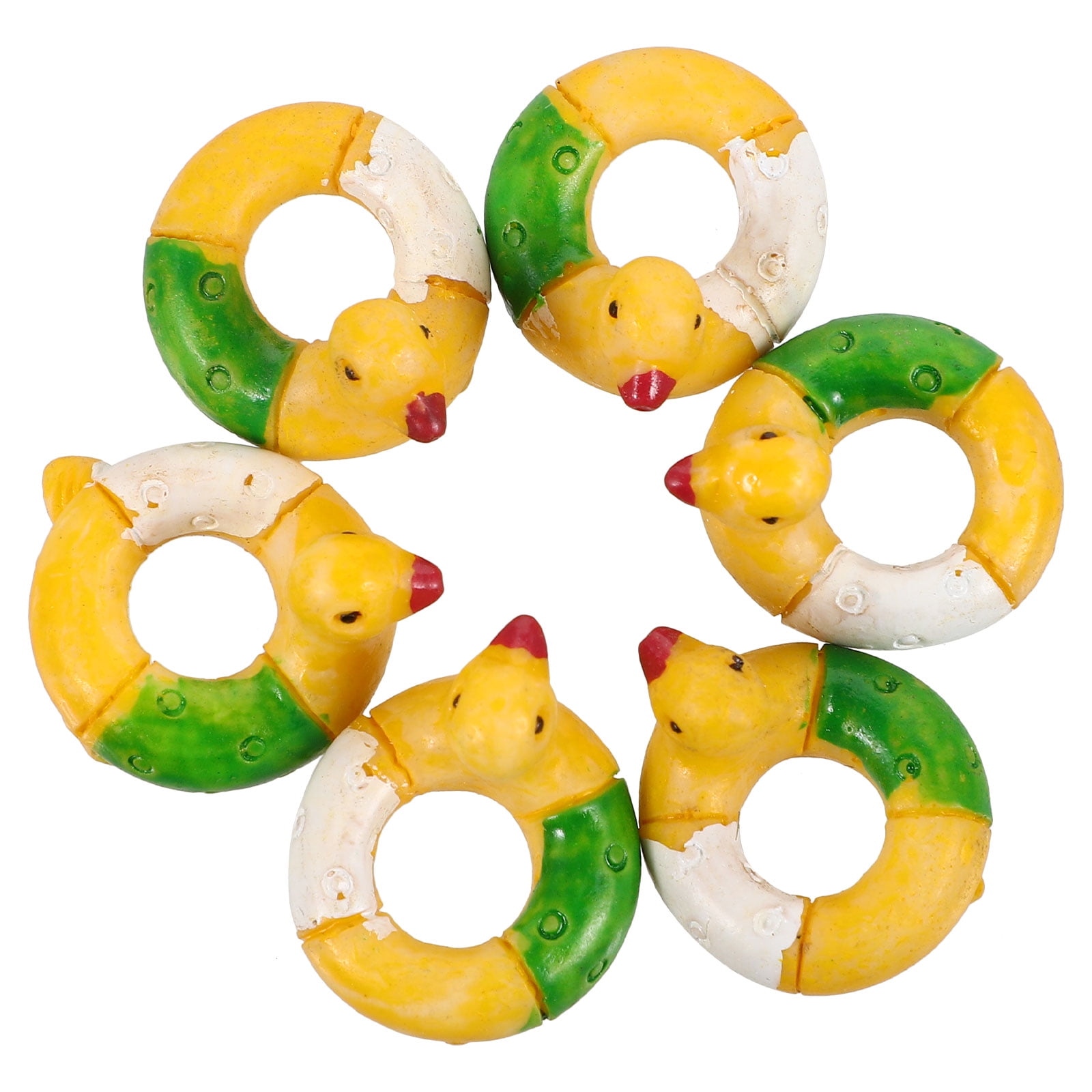 HEMOTON 6 Pcs Cartoon Mini Swim Rings Miniature Beach Accessories Duck ...
