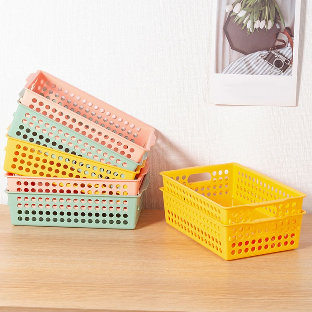 HEMOTON 6Pcs Rectangular Plastic Baskets for Book Organization Home Use ...