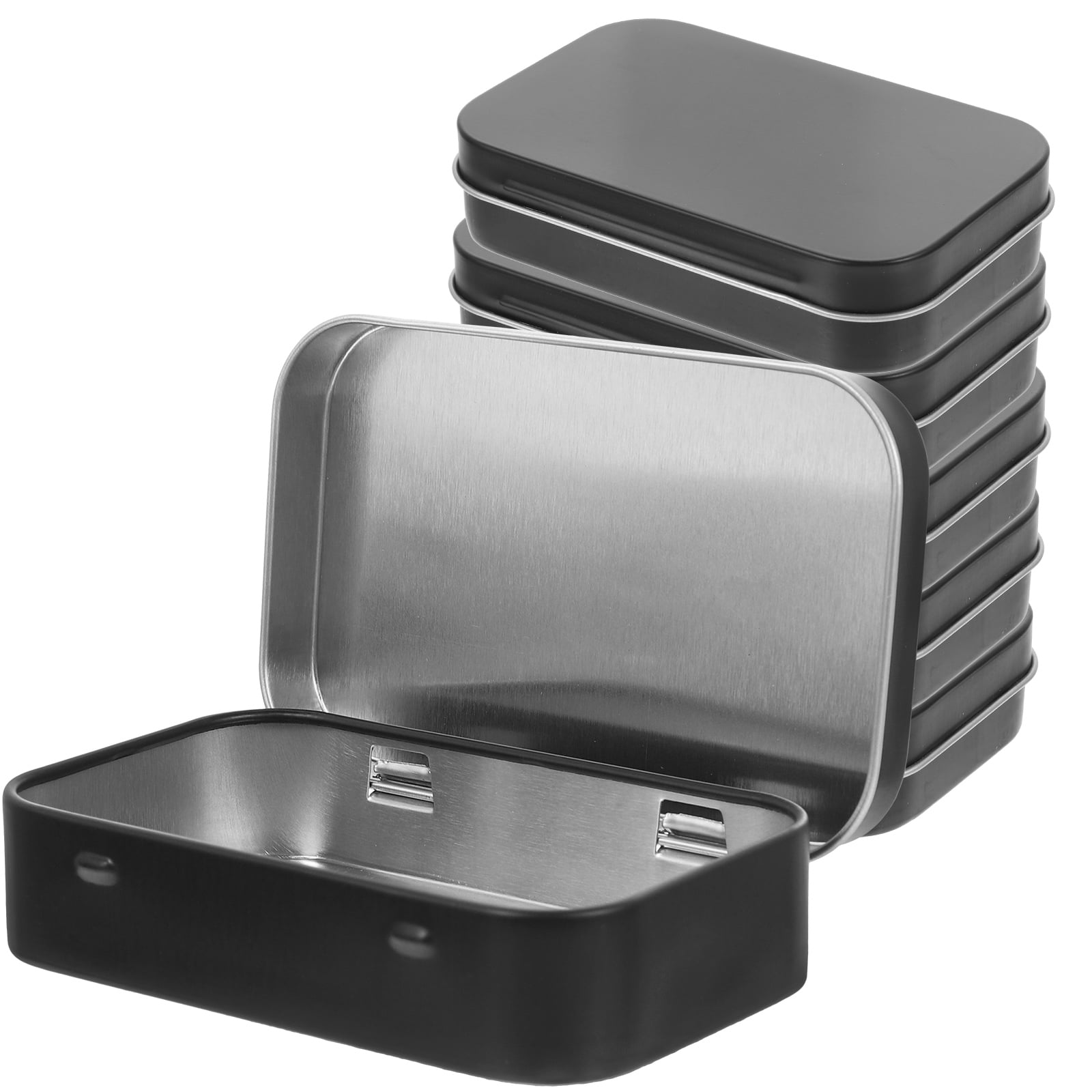 HEMOTON 6 Pcs Storage Bins with Lids Tinplate Tiny Containers Black ...