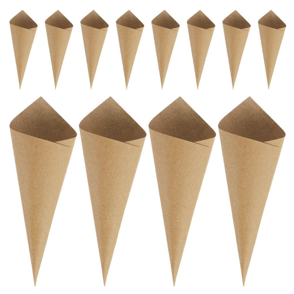 HEMOTON 60 Pcs Paper Petal Cone Favor Wedding Party Favors Light Brown ...