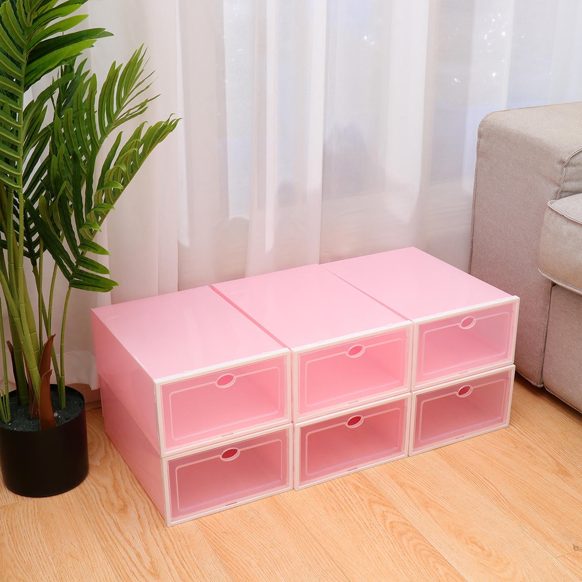 HEMOTON 6PCS Stackable Shoes Storage Box Assorted Color Plastic Shoe ...