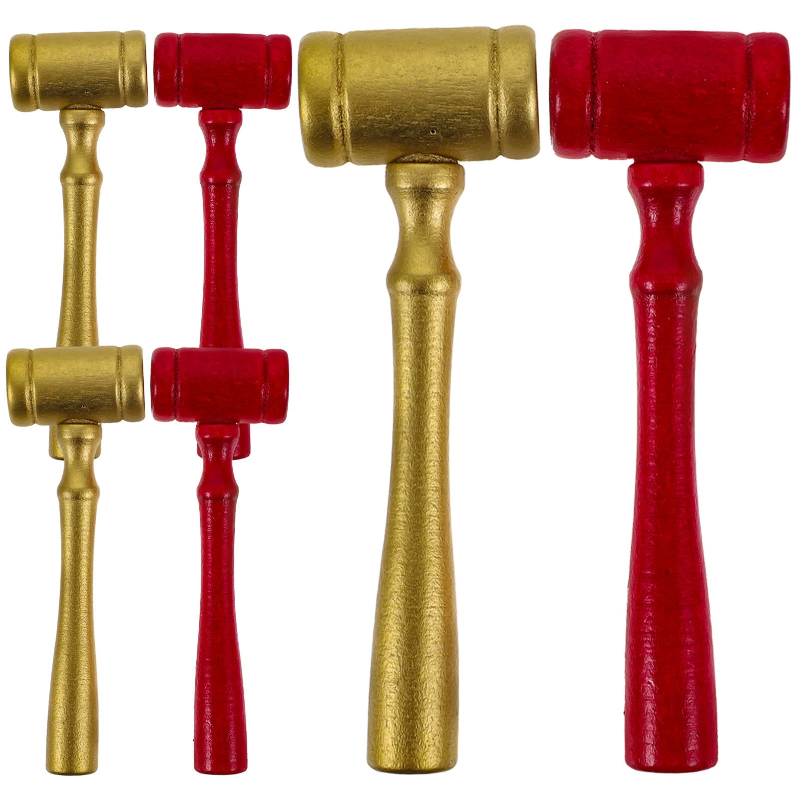 HEMOTON 6Pcs Wooden Hammer for Kids Dark Red for Role Play and Auction ...