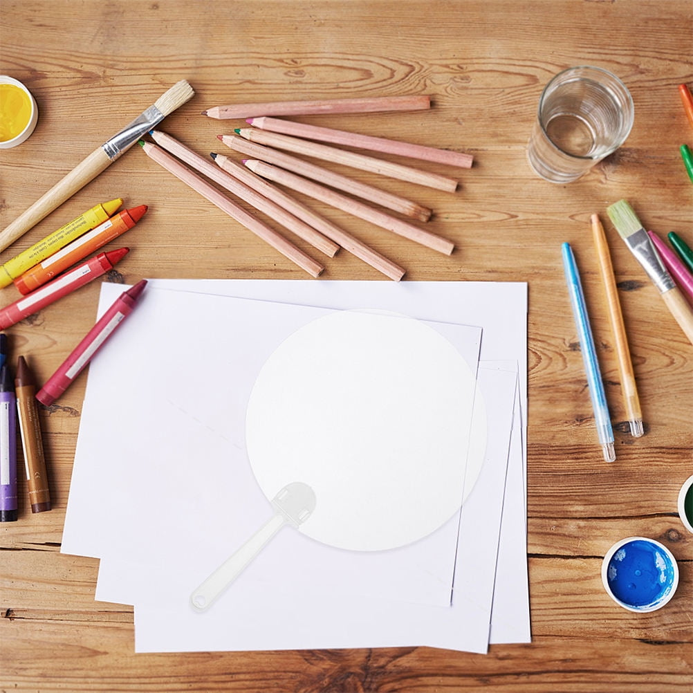 HEMOTON 6pcs Blank Fans Transparent Hand DIY Fans Hand Painted Graffiti ...