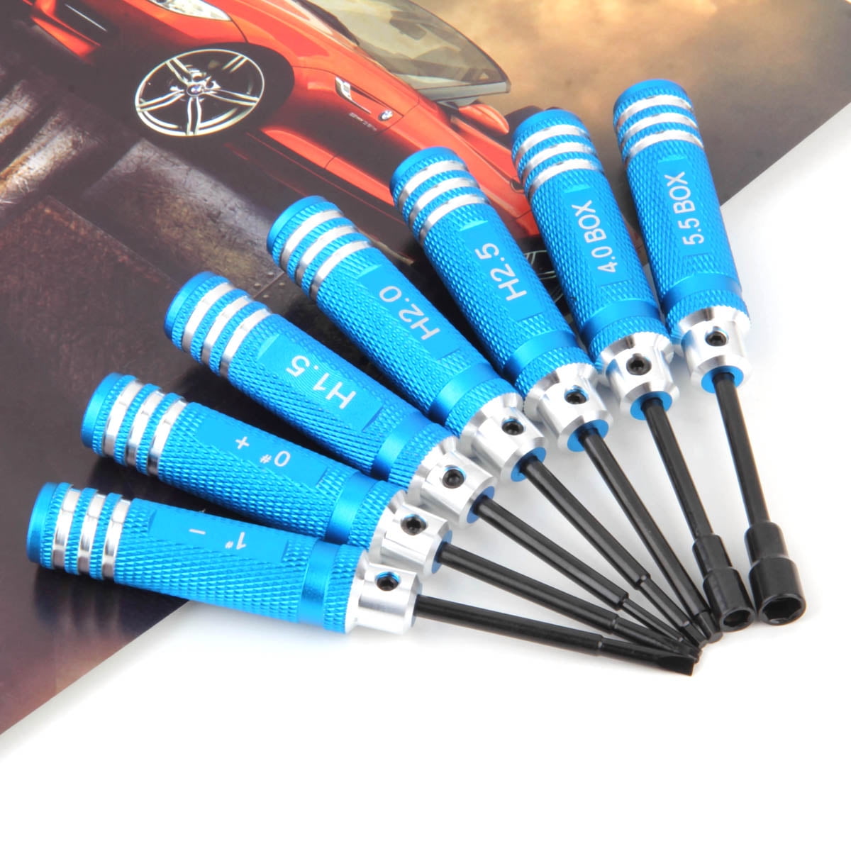 RENACLIPY 7Pcs Metal Screwdriver Set in Blue with Non Slip Handle for ...