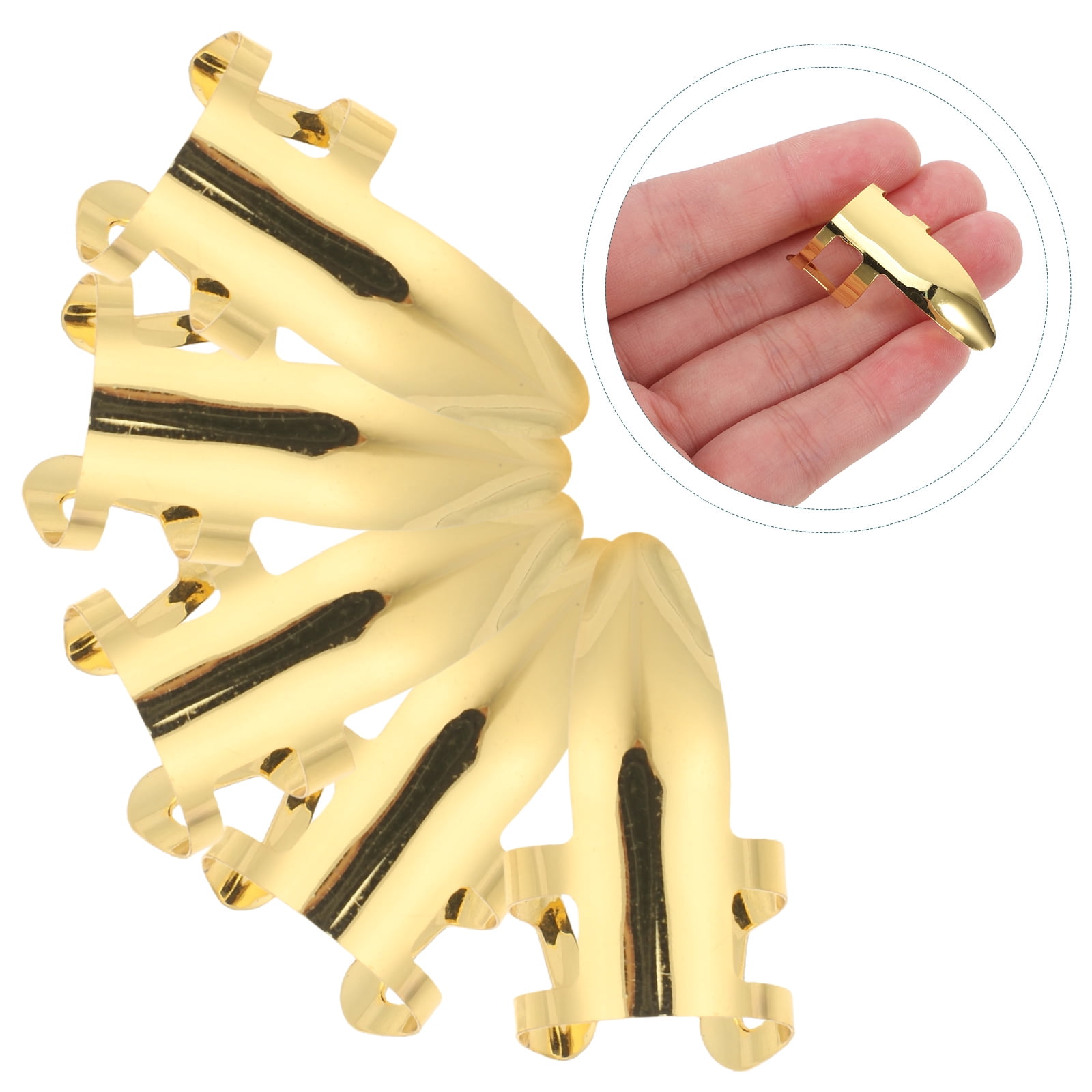HEMOTON 9 Pcs Guitar Finger Pick Adjustable Electric Accessories Golden ...