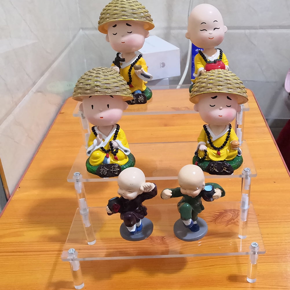 HEMOTON Acrylic 3 Tier Storage Rack Step Shelf Display Stand Desk ...