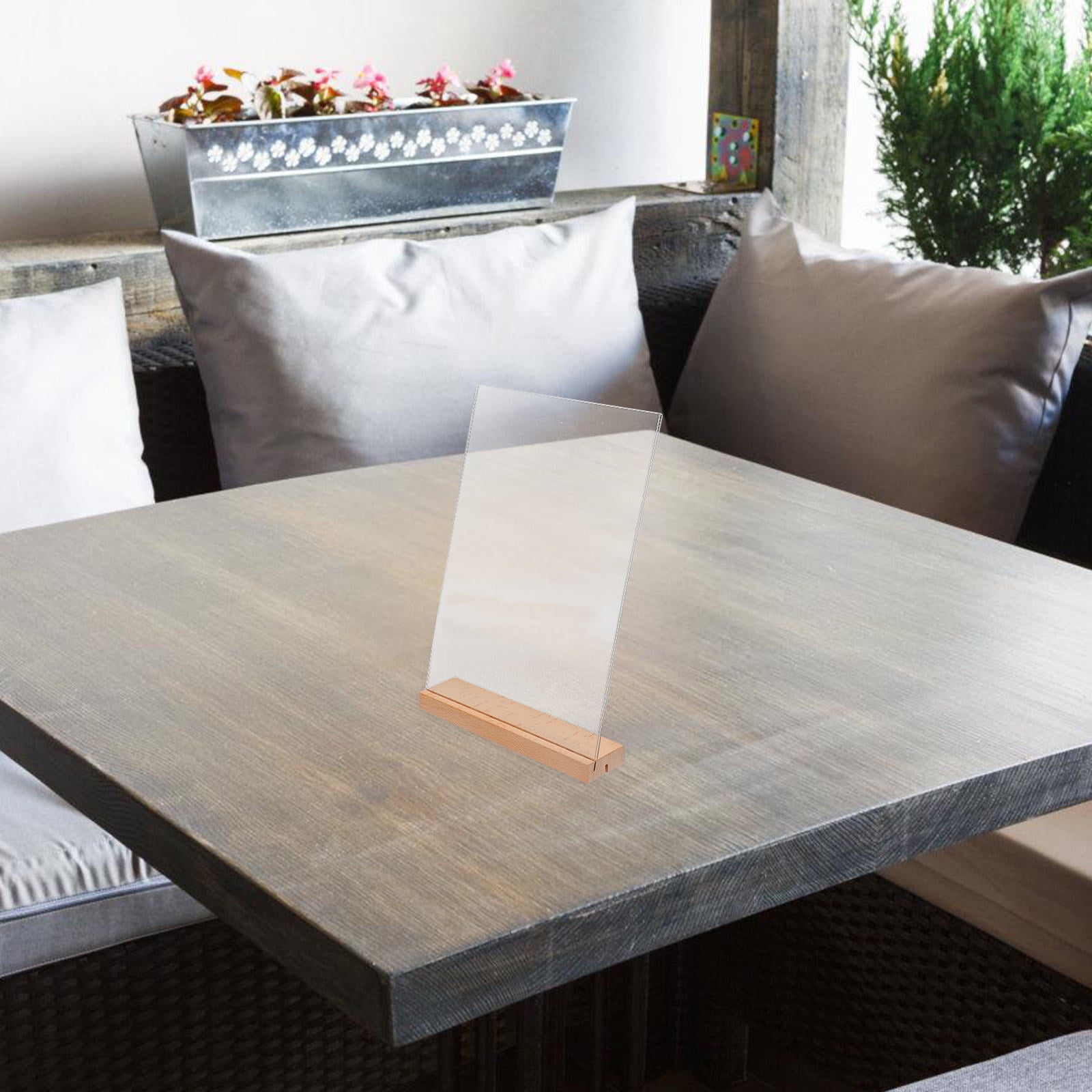 HEMOTON Acrylic Card Base Sign Holder Wood Number Display Shelf ...