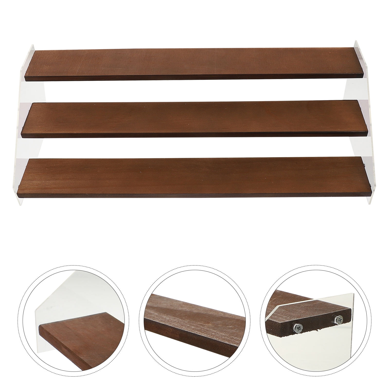 HEMOTON Acrylic Wood Display Stand 3 Tier Display Shelf Riser Organizer ...