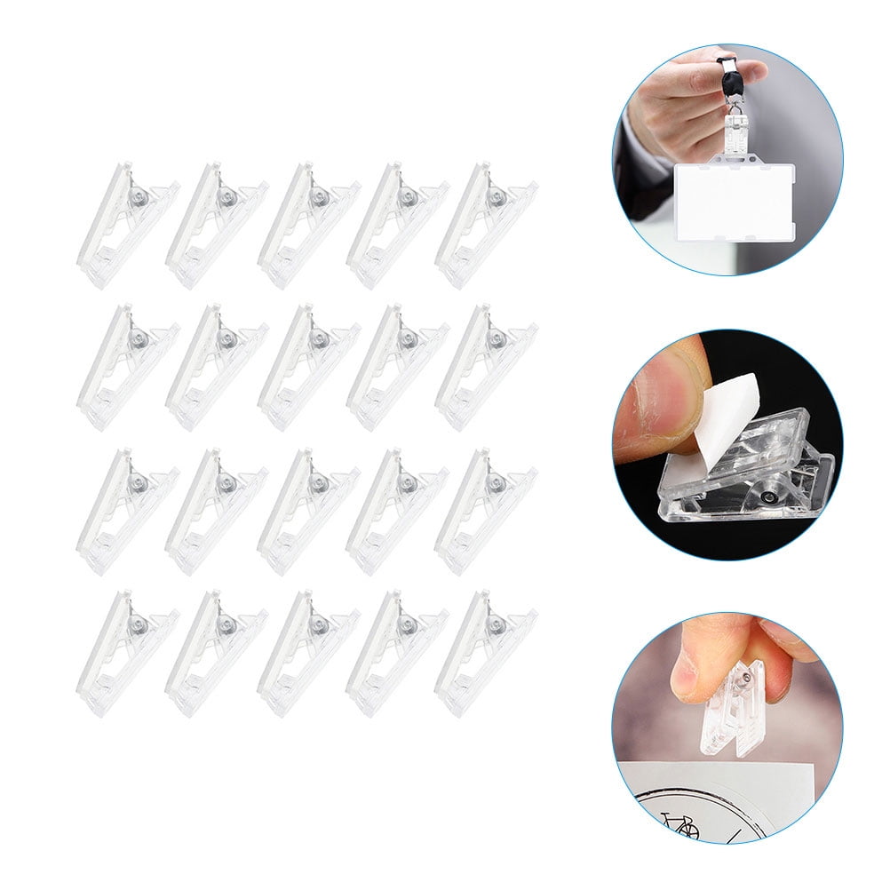 HEMOTON Adhesive Badge Clips for Daily Use Transparent Plastic Great ...