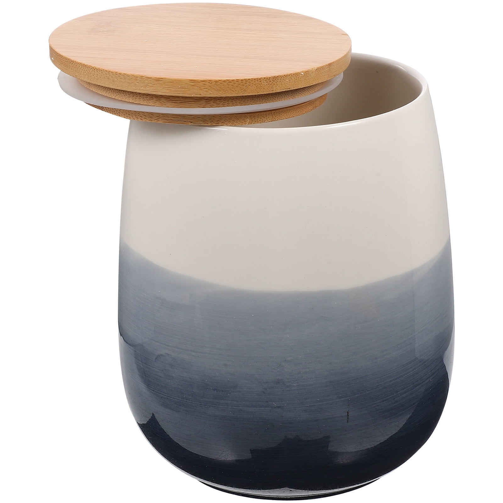 HEMOTON Airtight Blue Ceramic Tea Storage Canister with Lid for Dried ...