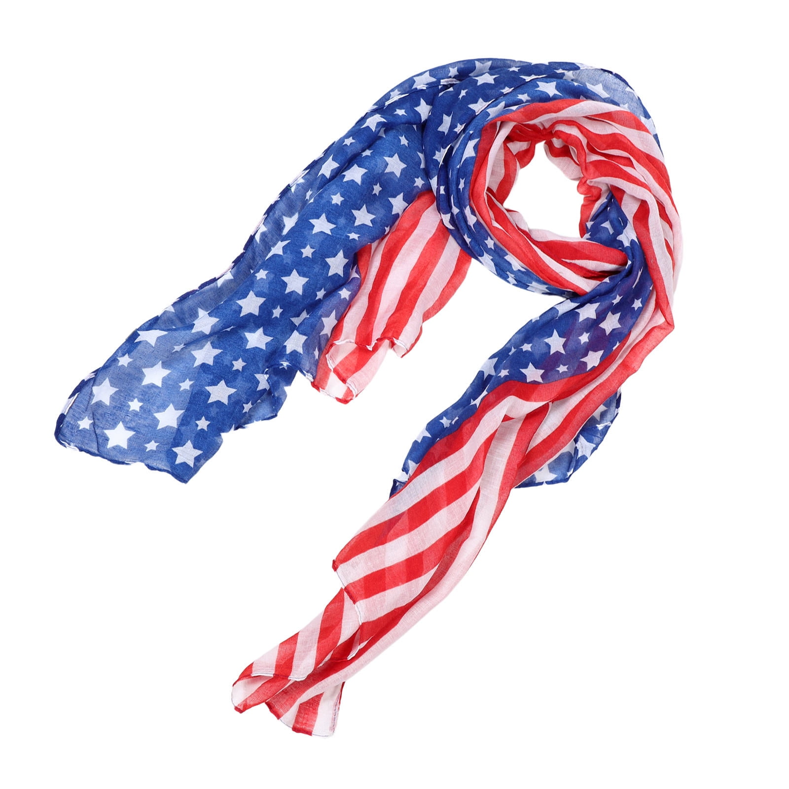 HEMOTON American Flag Yarn Scarf with Star and Stripe Print Soft ...
