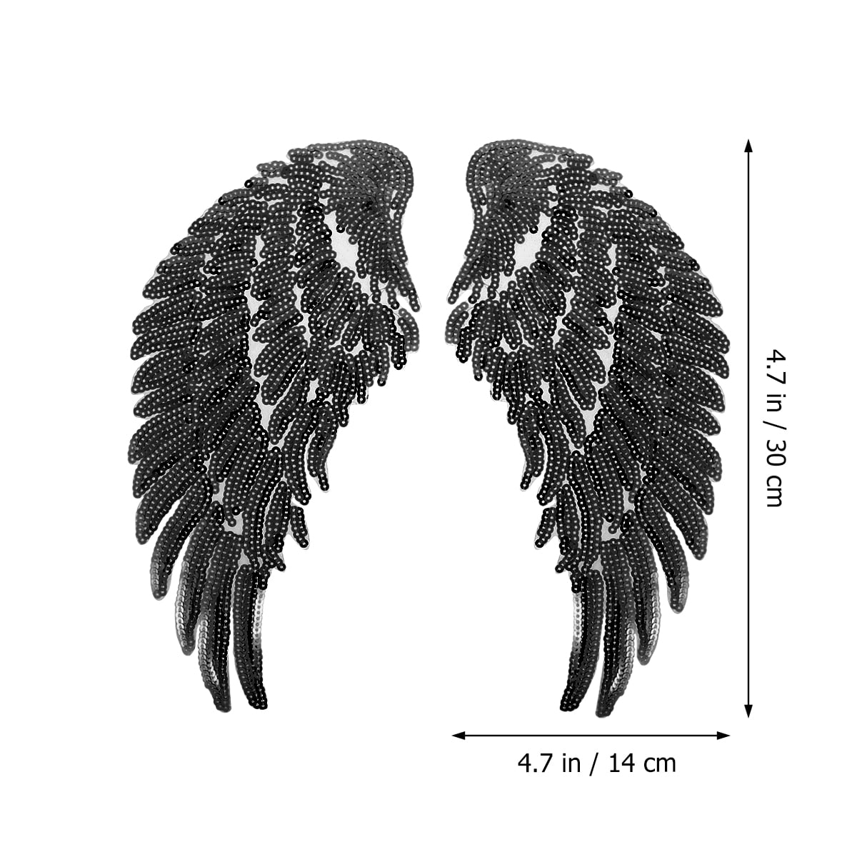 HEMOTON Angel Wings Black Sequin Patch Clothing Embellishments ...