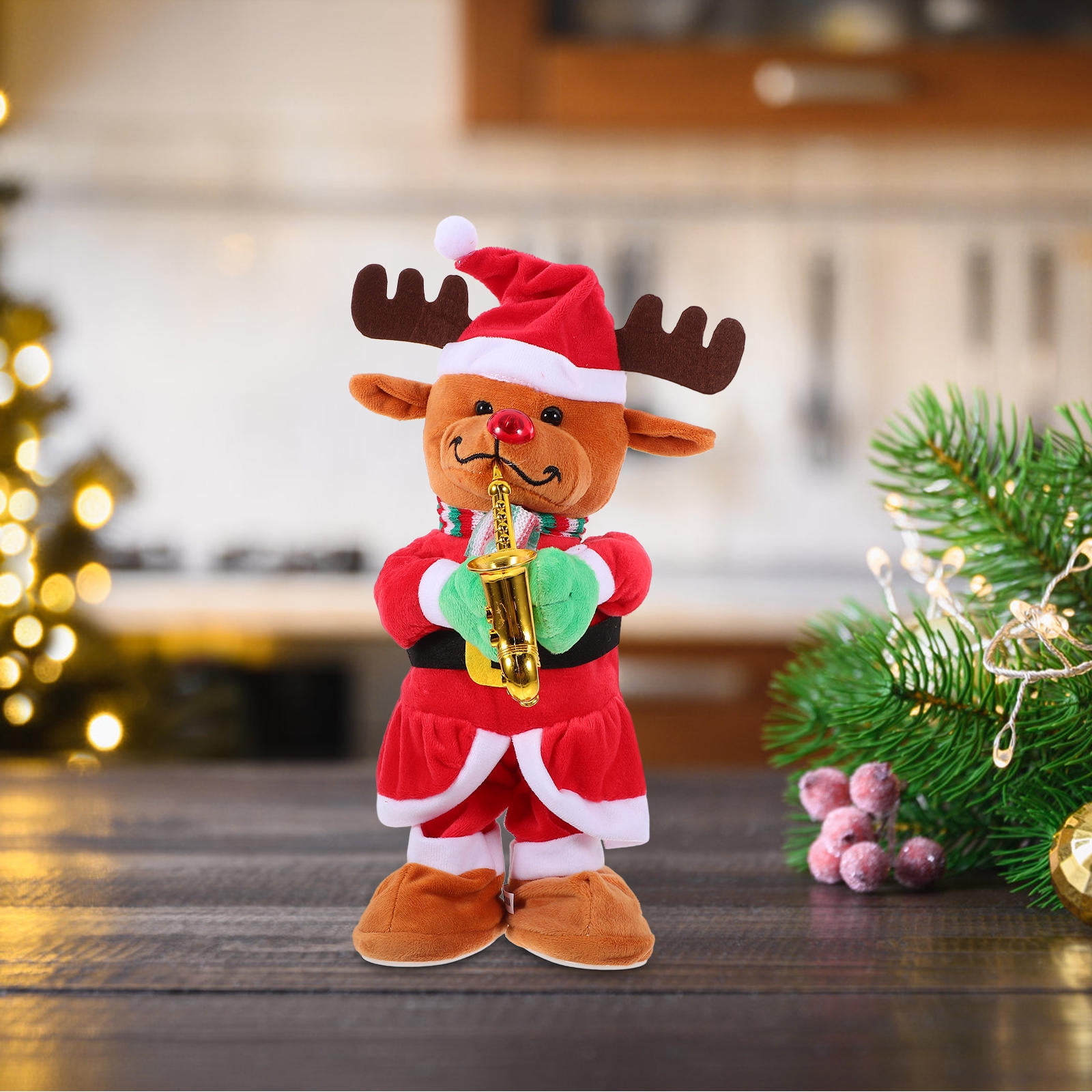 HEMOTON Christmas Musical Toy Plush Singing Elk for Kids Play with Soft ...