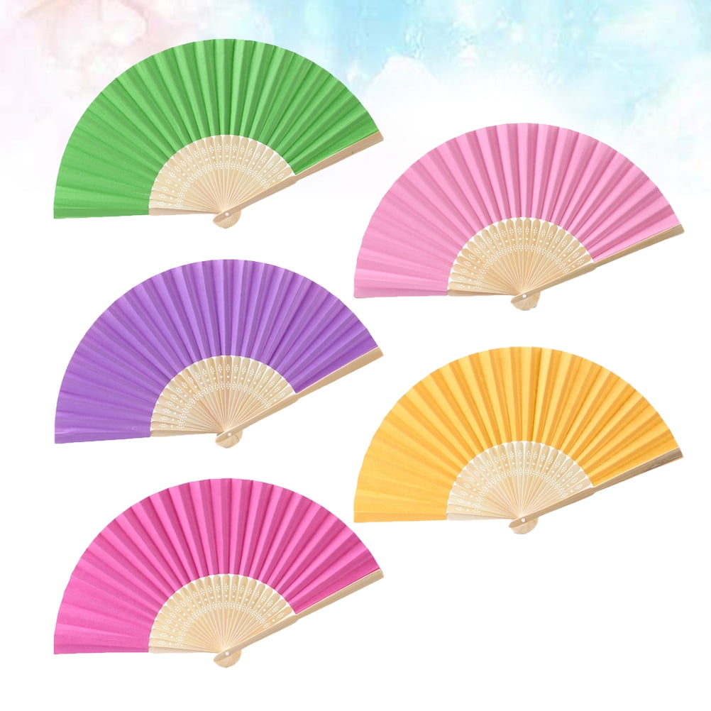 HEMOTON Assorted Color Paper Folding Fans for Kids DIY Painting ...