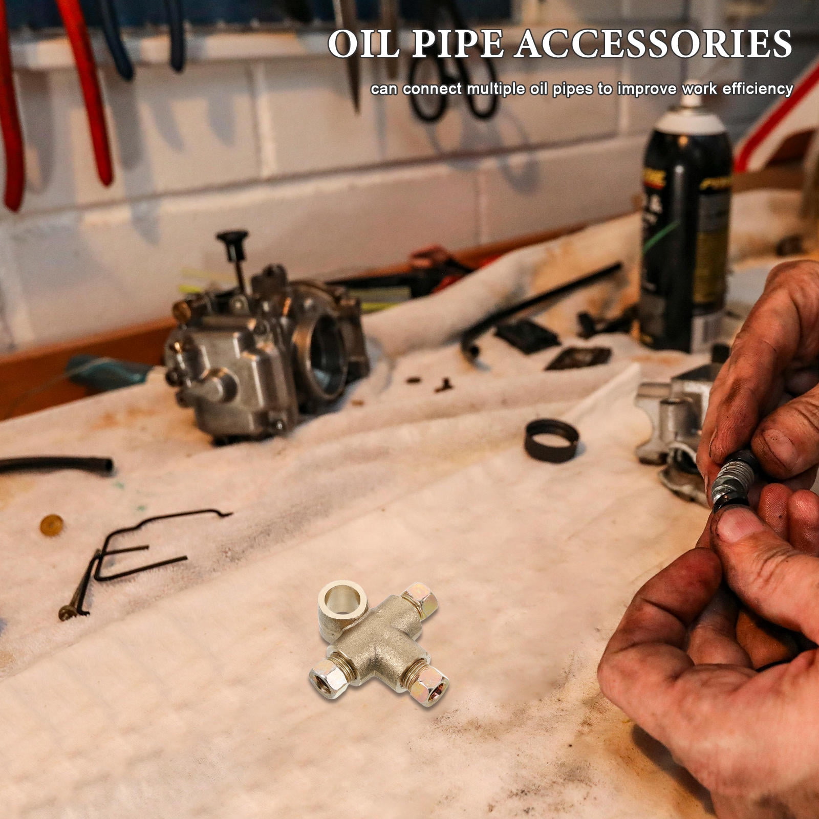 HEMOTON Automotive Brass Brake Line Tee Connector M10 Thread Vehicle ...