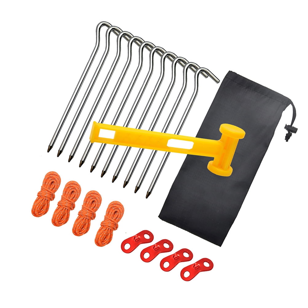 HEMOTON Awning Rope Cord Kit Tighteners with Nails Tent Wind Stakes and ...
