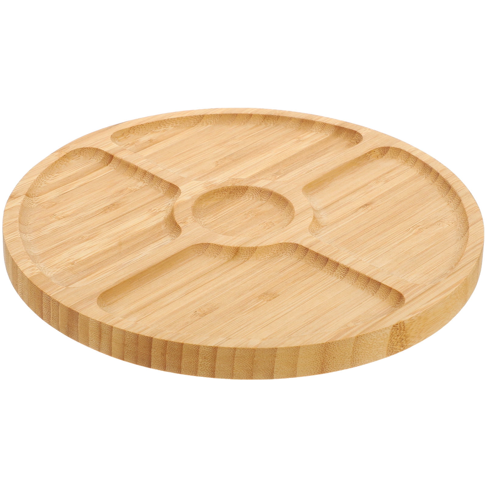 HEMOTON Bamboo Plate Dessert Round Serving Tray Fruit Chips And Dip ...