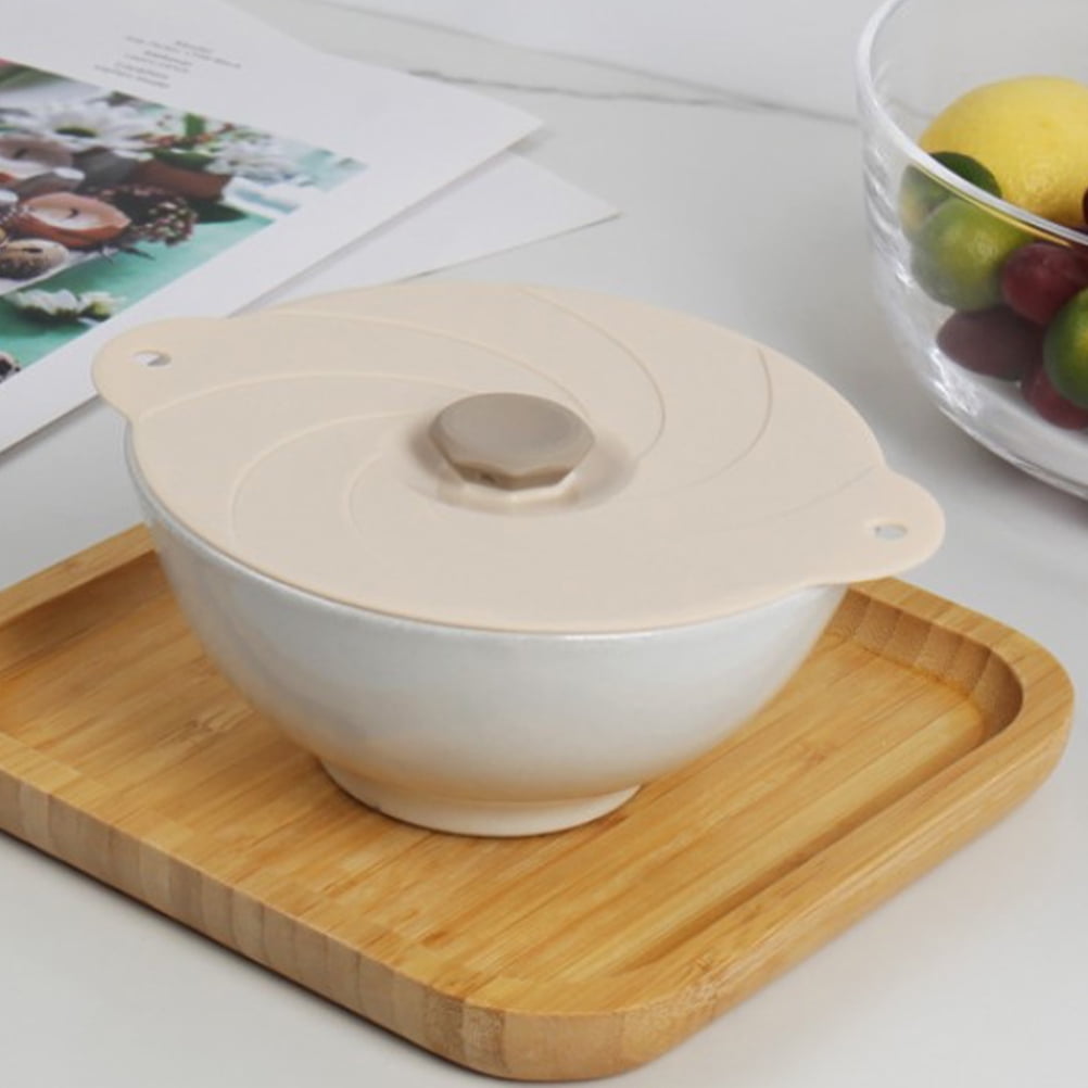 HEMOTON Beige Silicone Bowl Lid for Kitchen Use Reusable Leakproof ...
