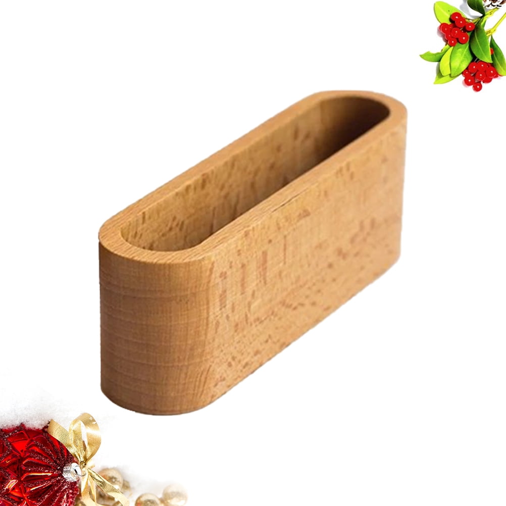 HEMOTON Beige Wooden Business Card Holder Desktop Rack for Storage Use ...