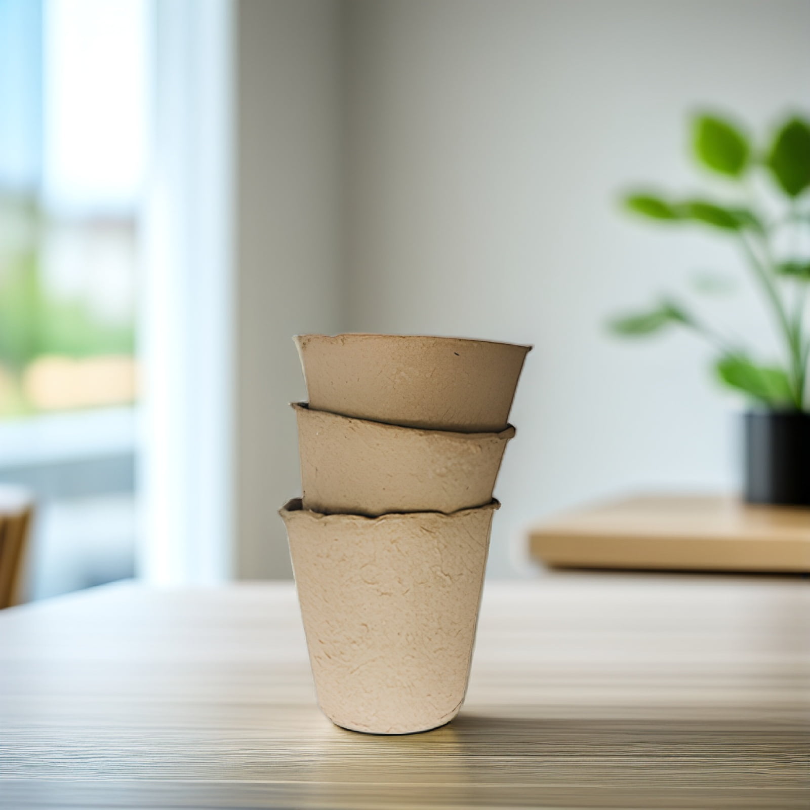 HEMOTON Biodegradable Pulp Nursery Pots for Home Use Brown Color 50pcs ...