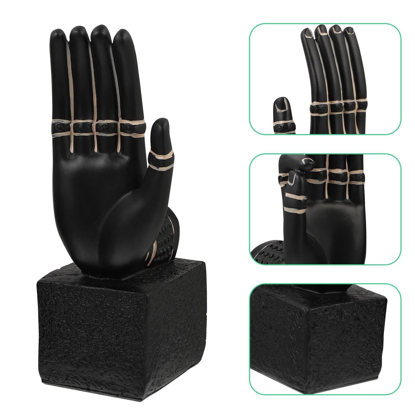 HEMOTON Black Composite Resin Buddha Hand bookends with NonSlip Bottom ...