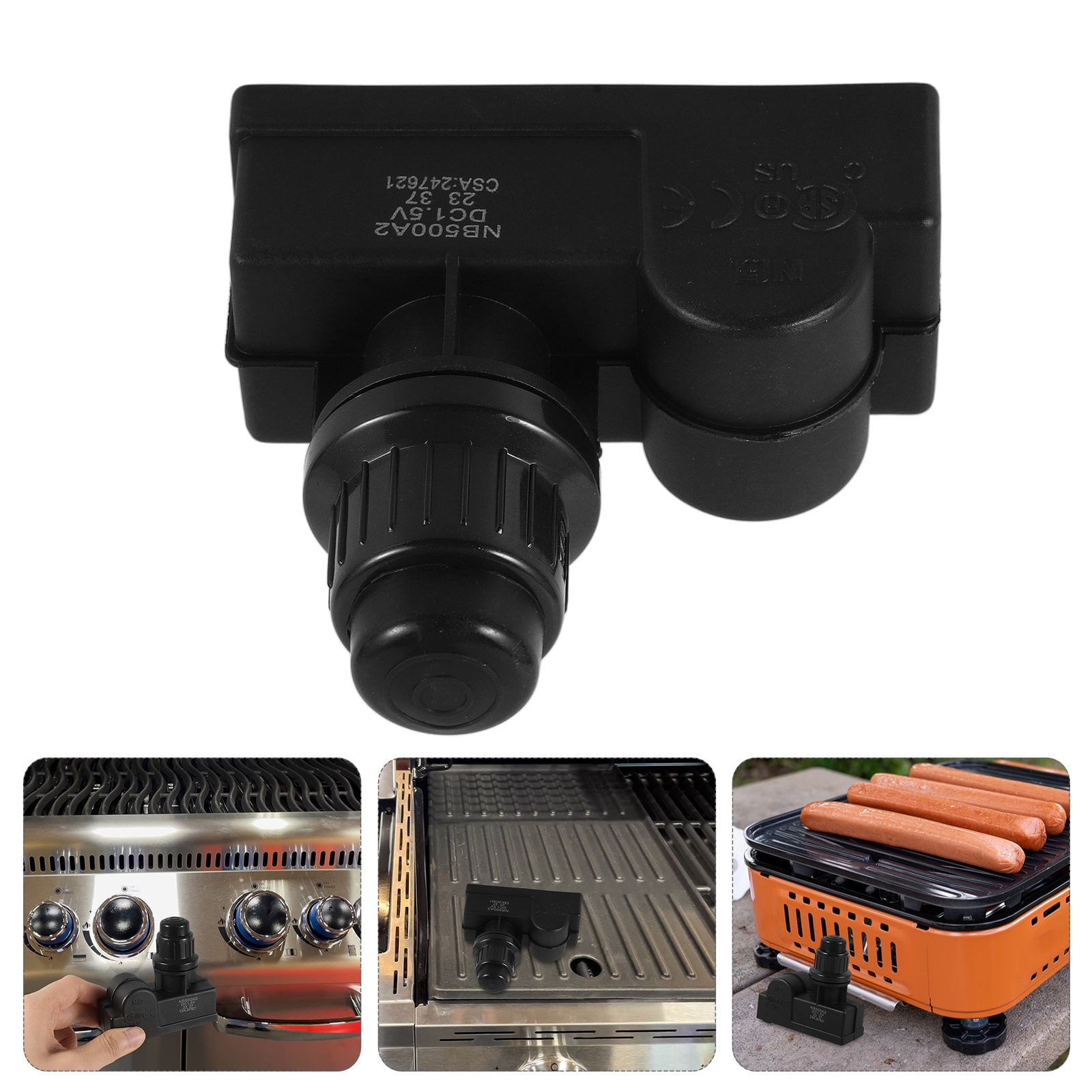 HEMOTON Black Electric Grill with Ignition Button and Dual Outlet ...