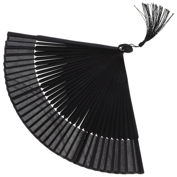 HEMOTON Black Folding Fan for Men Made of Bamboo and Silk Large Size ...