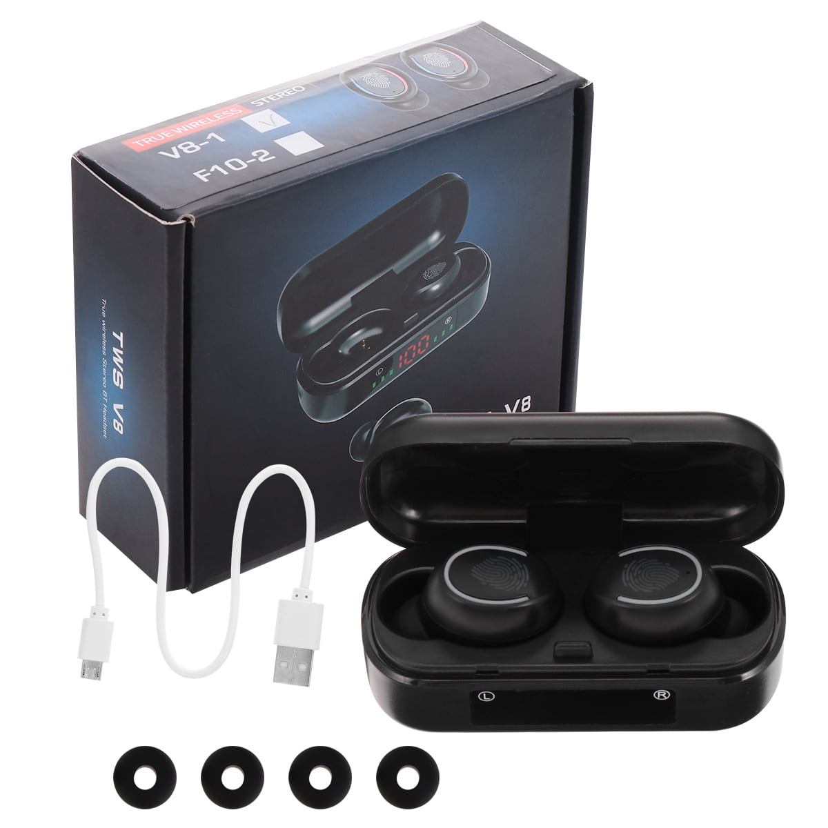 HEMOTON Black Waterproof Wireless Earbuds with Touch Control for Sports ...