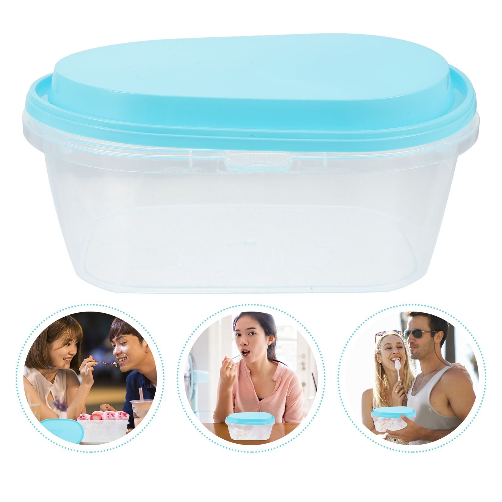 HEMOTON Blue Plastic Storage Boxes for Cake Ice Cream and Dessert with ...