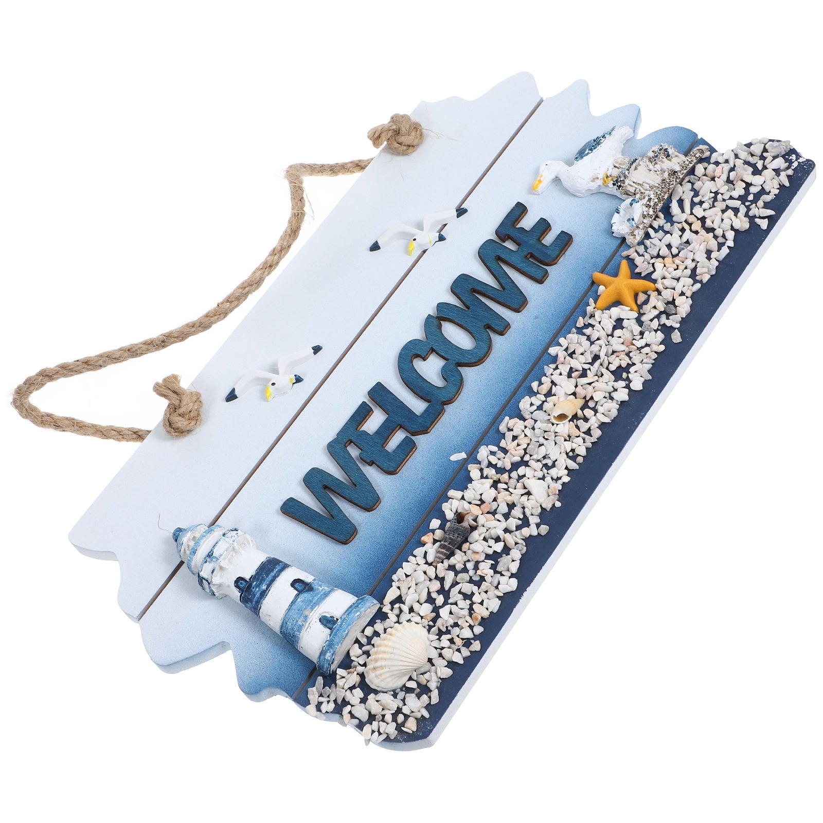 HEMOTON Blue Welcome Door Sign for Front Porch Decoration with Hanging ...