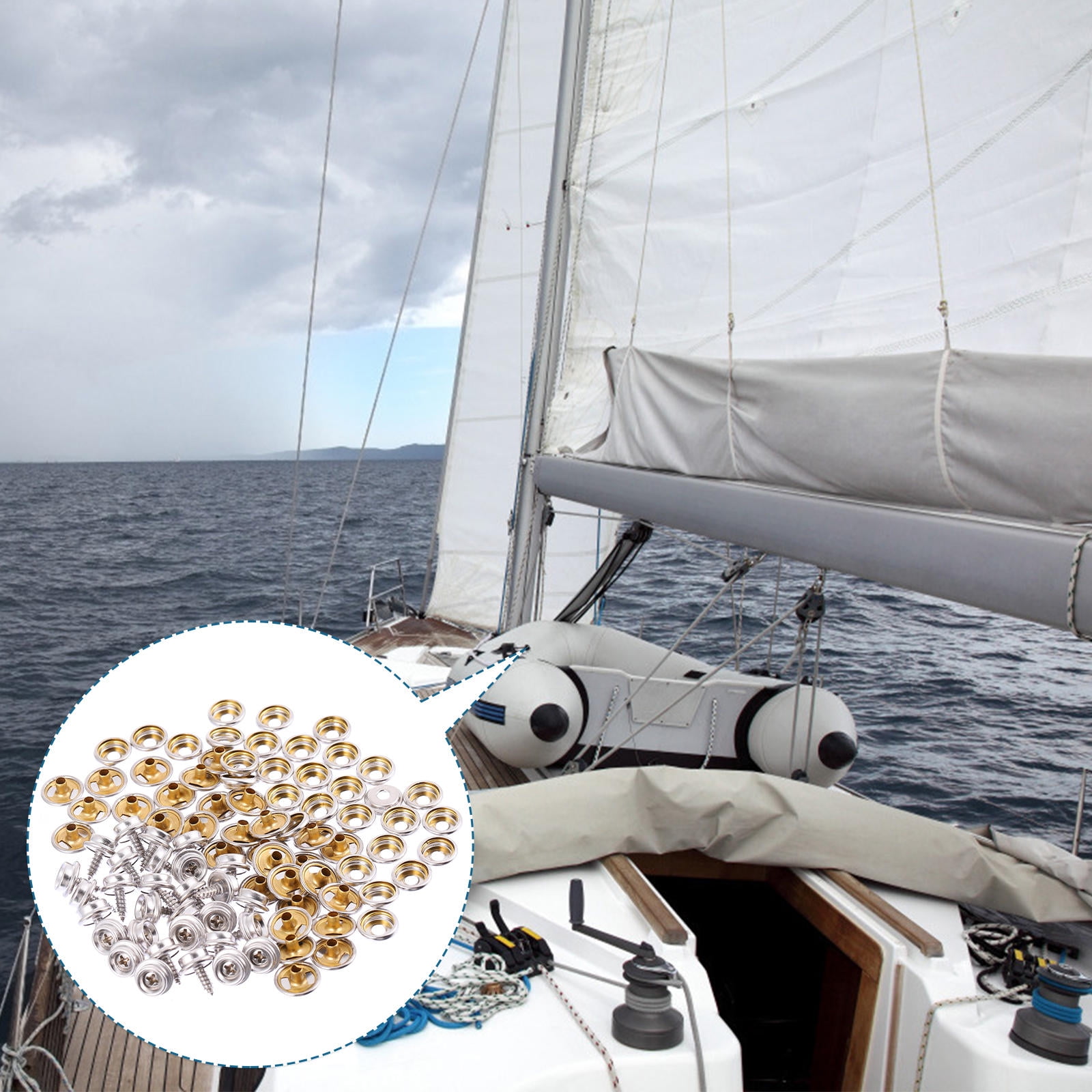 HEMOTON Boat Fastener Kit Canvas Snaps Fasteners Hooks Marine Silver ...