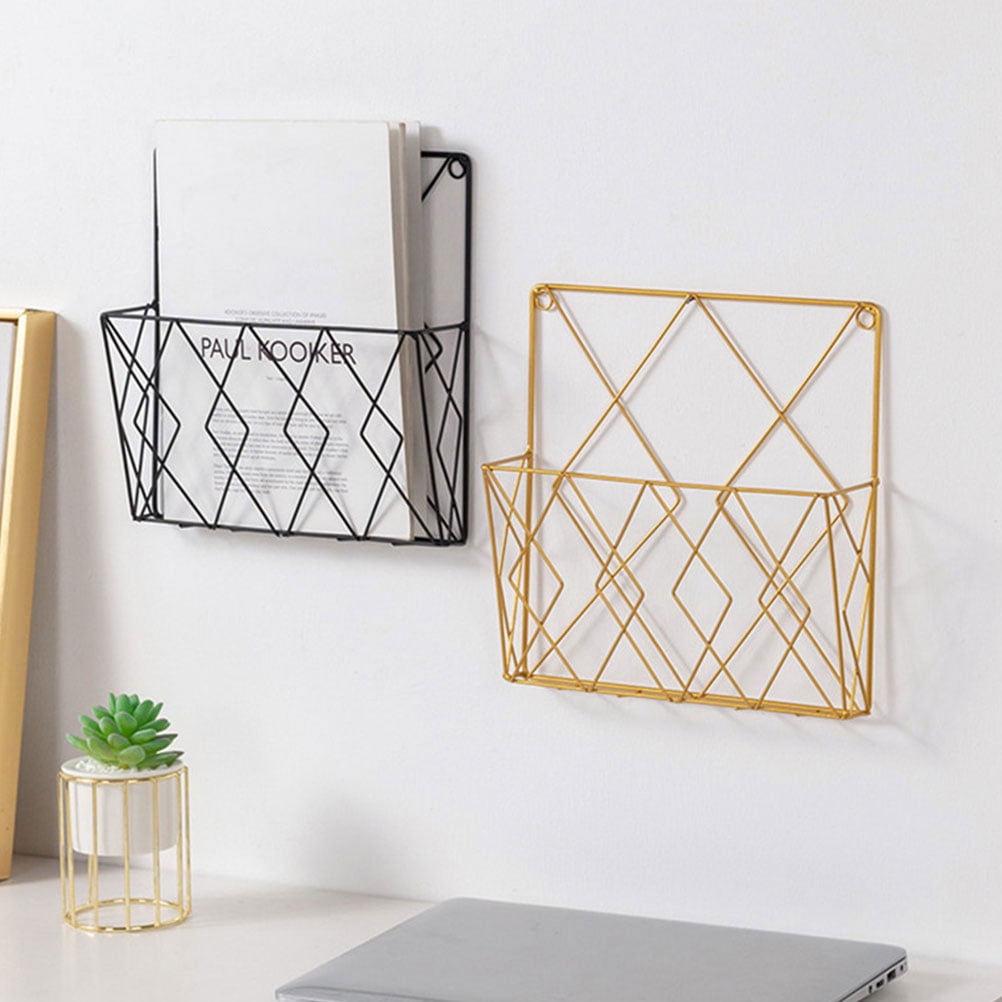 HEMOTON Book Shelf Hanging Magazine Holder Wall File Organizers Mount ...